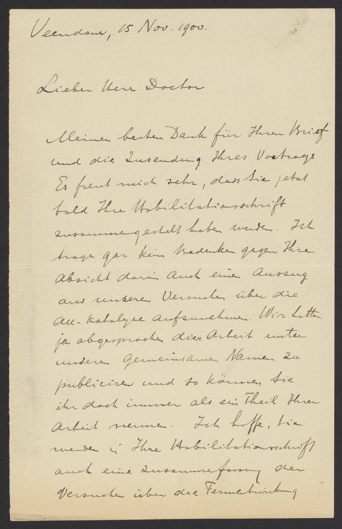 Letter from Willem Reinders to Georg Bredig - Science History Institute ...