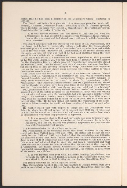 In the Matter of J. Robert Oppenheimer: Texts of Principal Documents ...