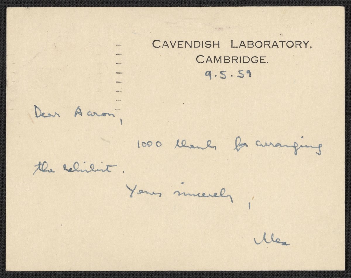 Letter from Max Perutz to Aaron Klug, May 9, 1959 - Science History ...