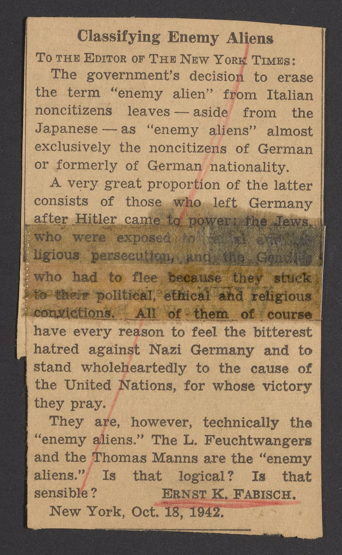 Classifying Enemy Aliens - Science History Institute Digital Collections
