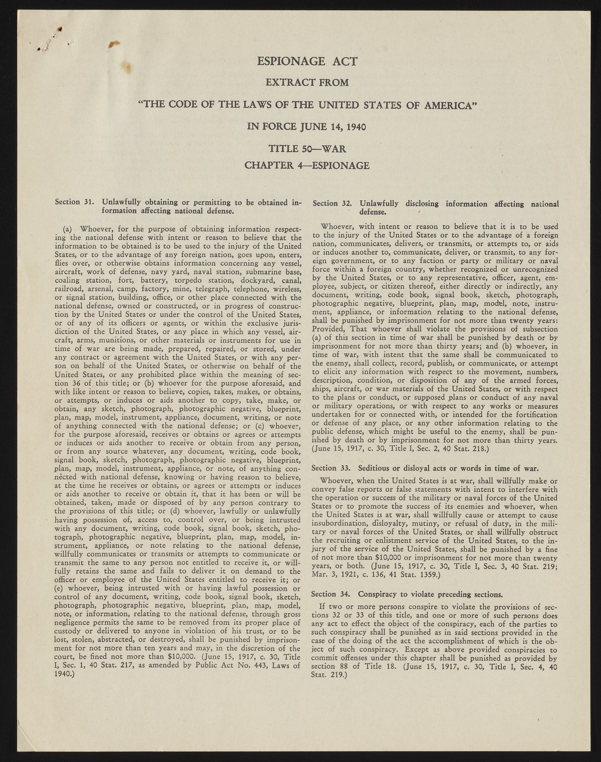 Espionage Act - Science History Institute Digital Collections