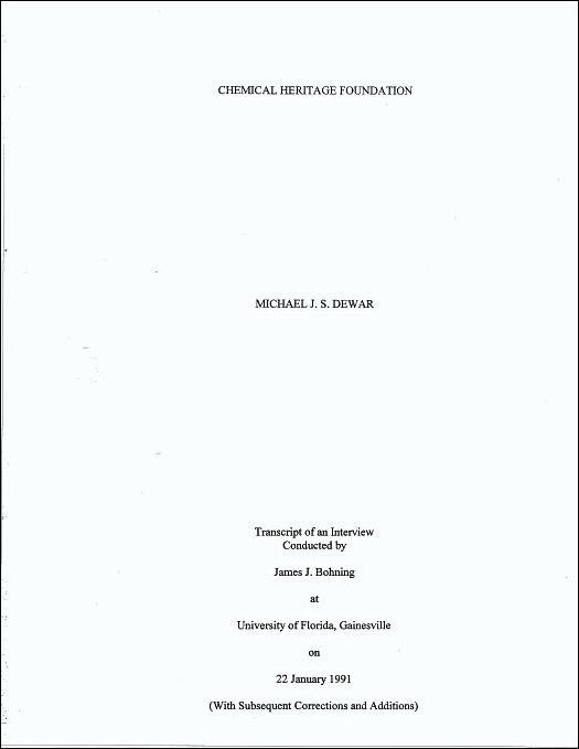 Oral history interview with Michael J.S. Dewar - Science History ...