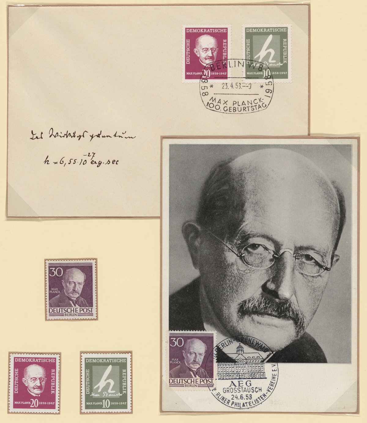 Six East German stamps depicting Max Planck - Science History Institute ...