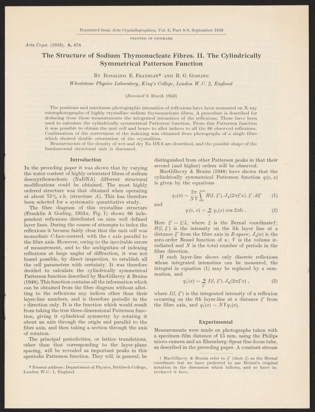 The Structure of Sodium Thymonucleate Fibres. II. The Cylindrically ...