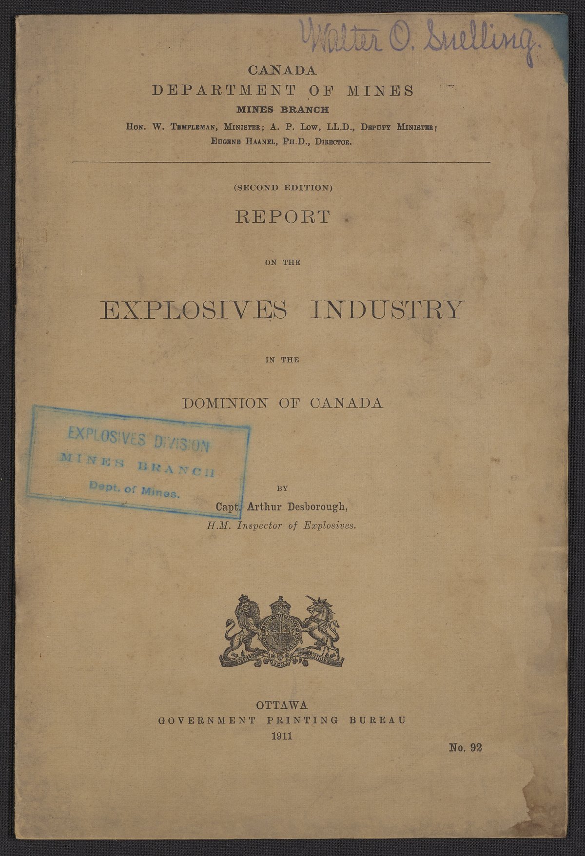 Report on the Explosives Industry in the Dominion of Canada - Science ...