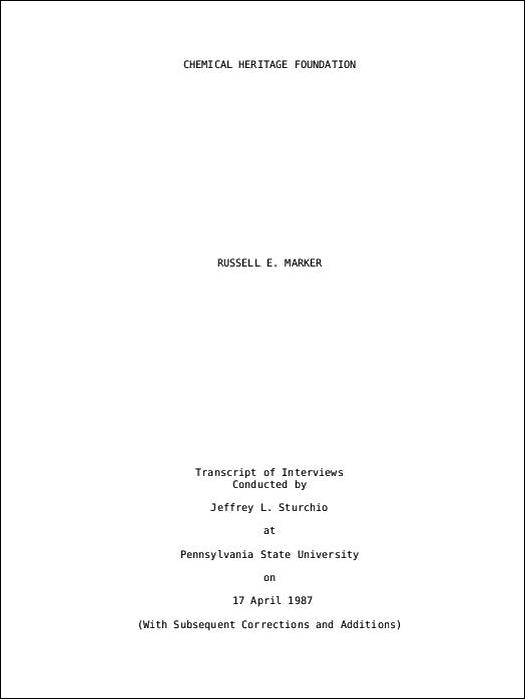 Oral history interview with Russell E. Marker - Science History ...