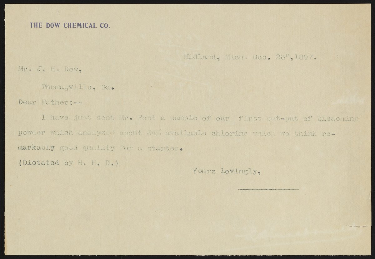 Telegram from Herbert H. Dow to Joseph H. Dow, December 23, 1897 ...