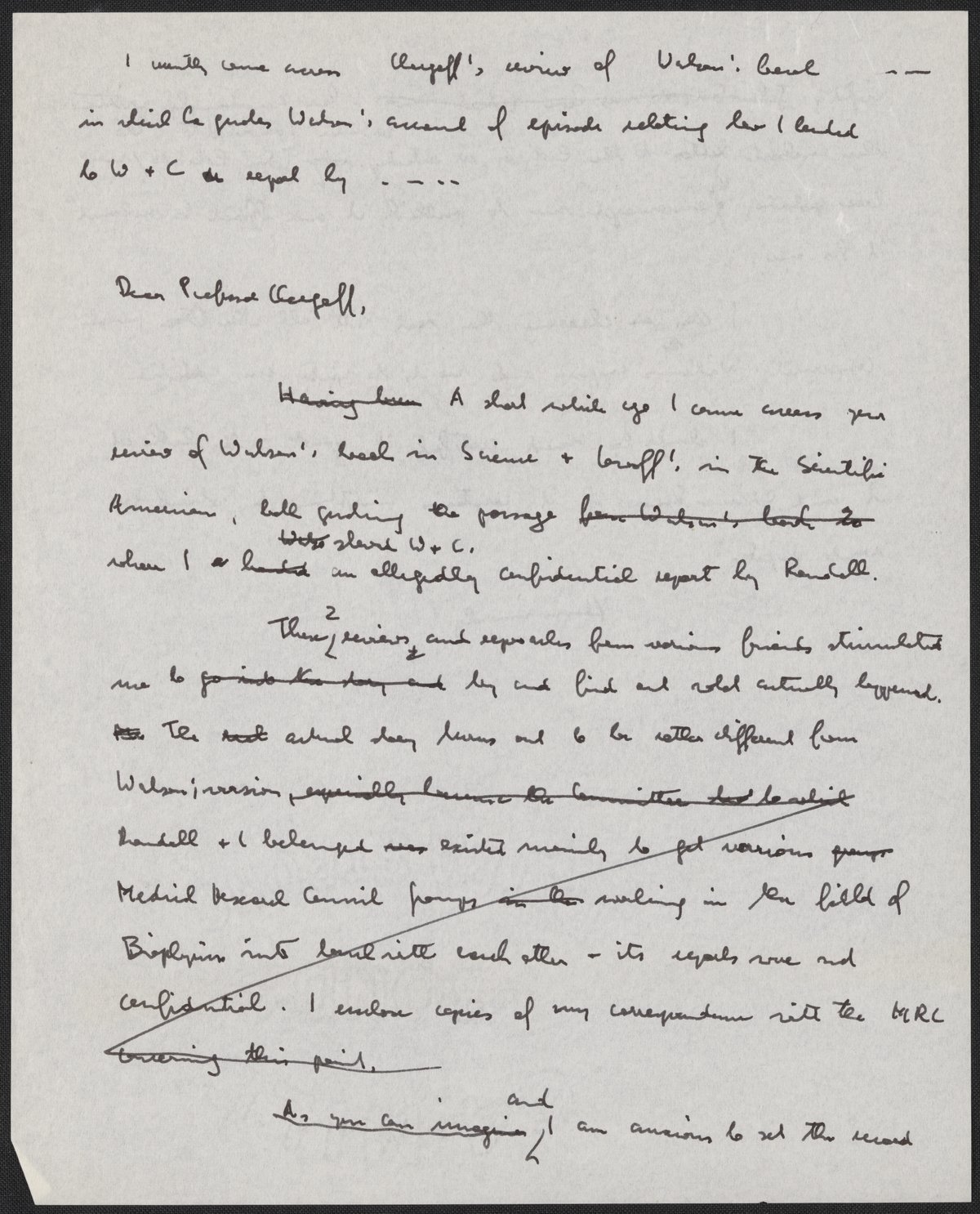 Draft of a letter written by Max Perutz, 1968 - Science History ...