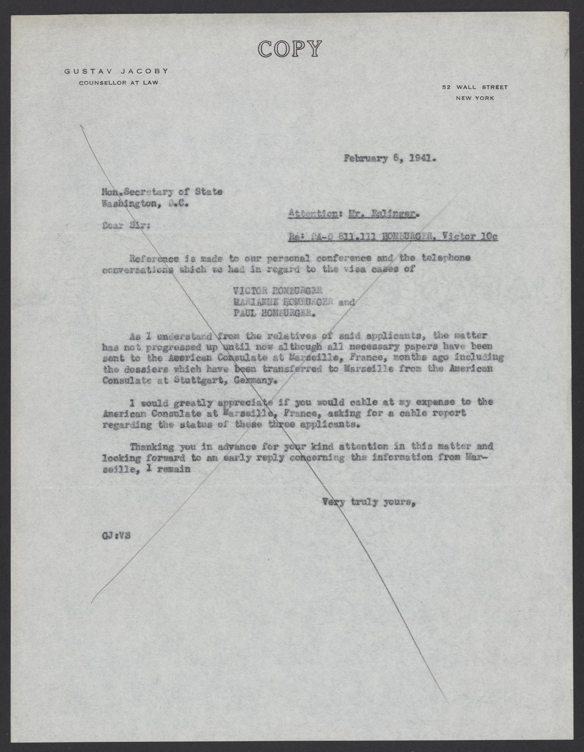 Letter from Gustav Jacoby to Mr. Eslinger - Science History Institute ...