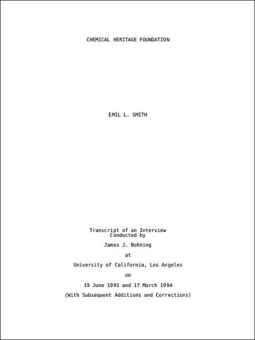 Oral history interview with Emil L. Smith - Science History Institute ...