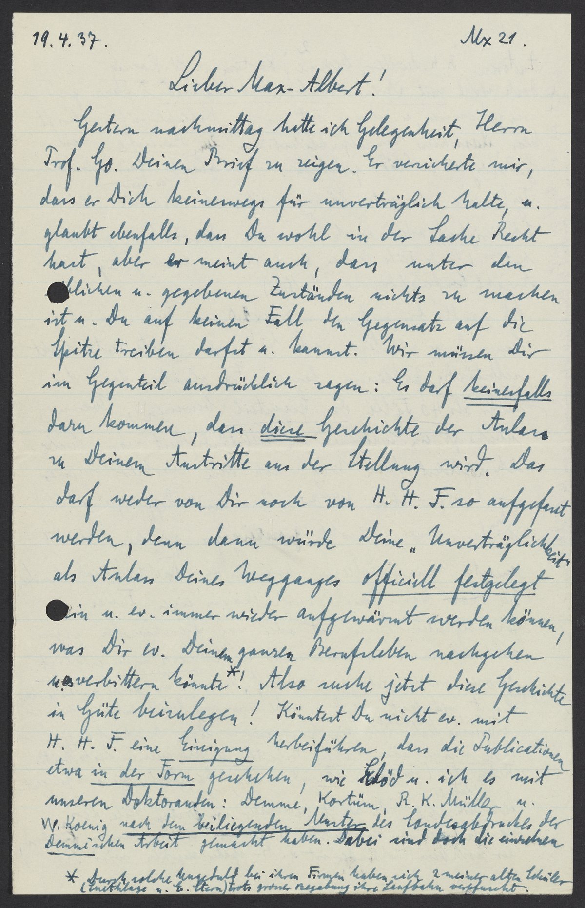 Letter from Georg Bredig to Max Bredig, April 19, 1937 - Science ...
