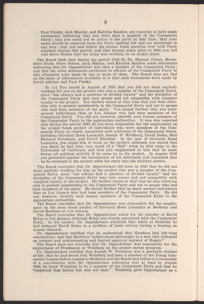 In the Matter of J. Robert Oppenheimer: Texts of Principal Documents ...