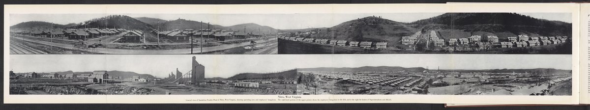Panoramic view of Hercules Power Company's smokeless powder plant in ...