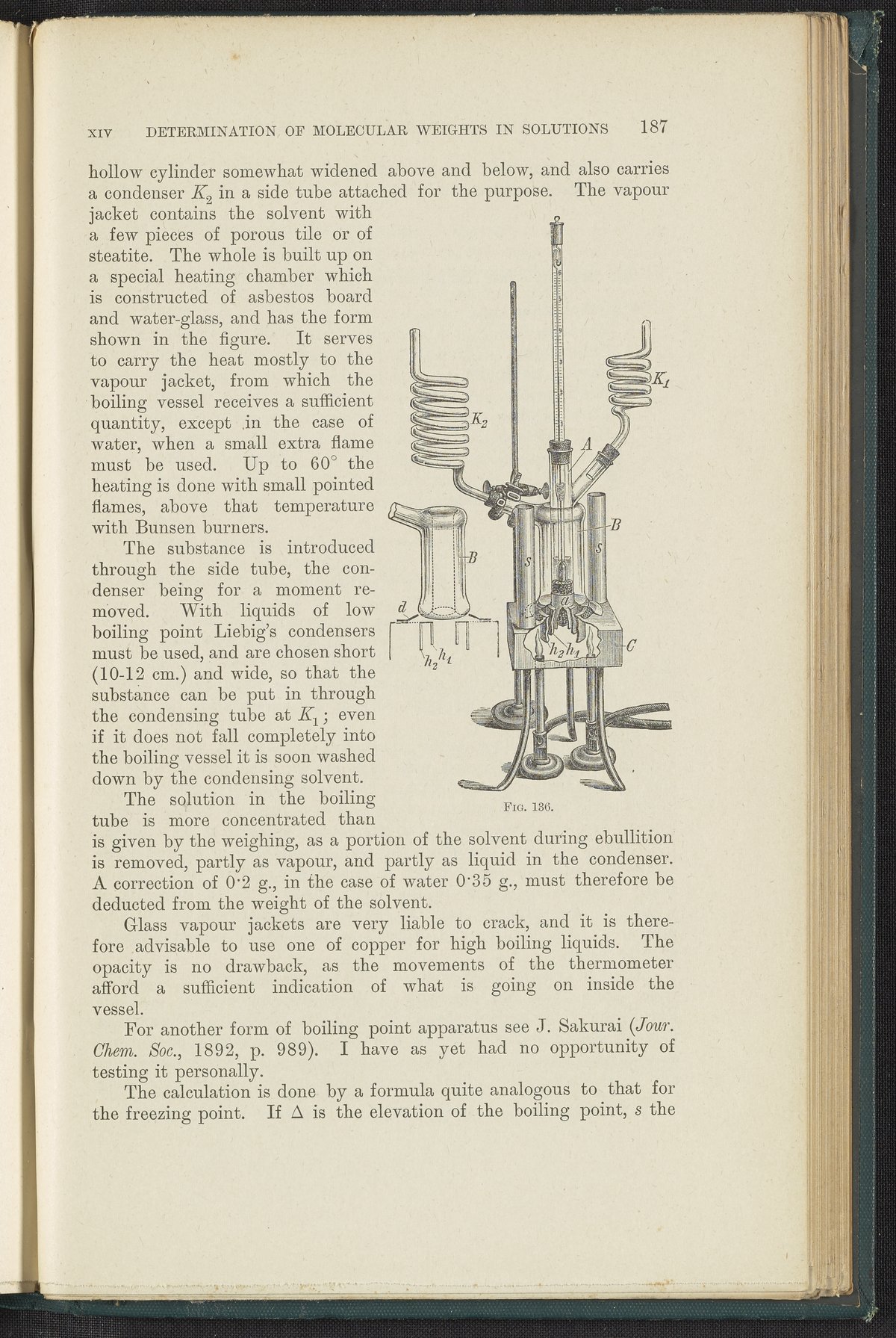 Figure of Ernst Otto Beckmann apparatus for boiling-point elevation ...