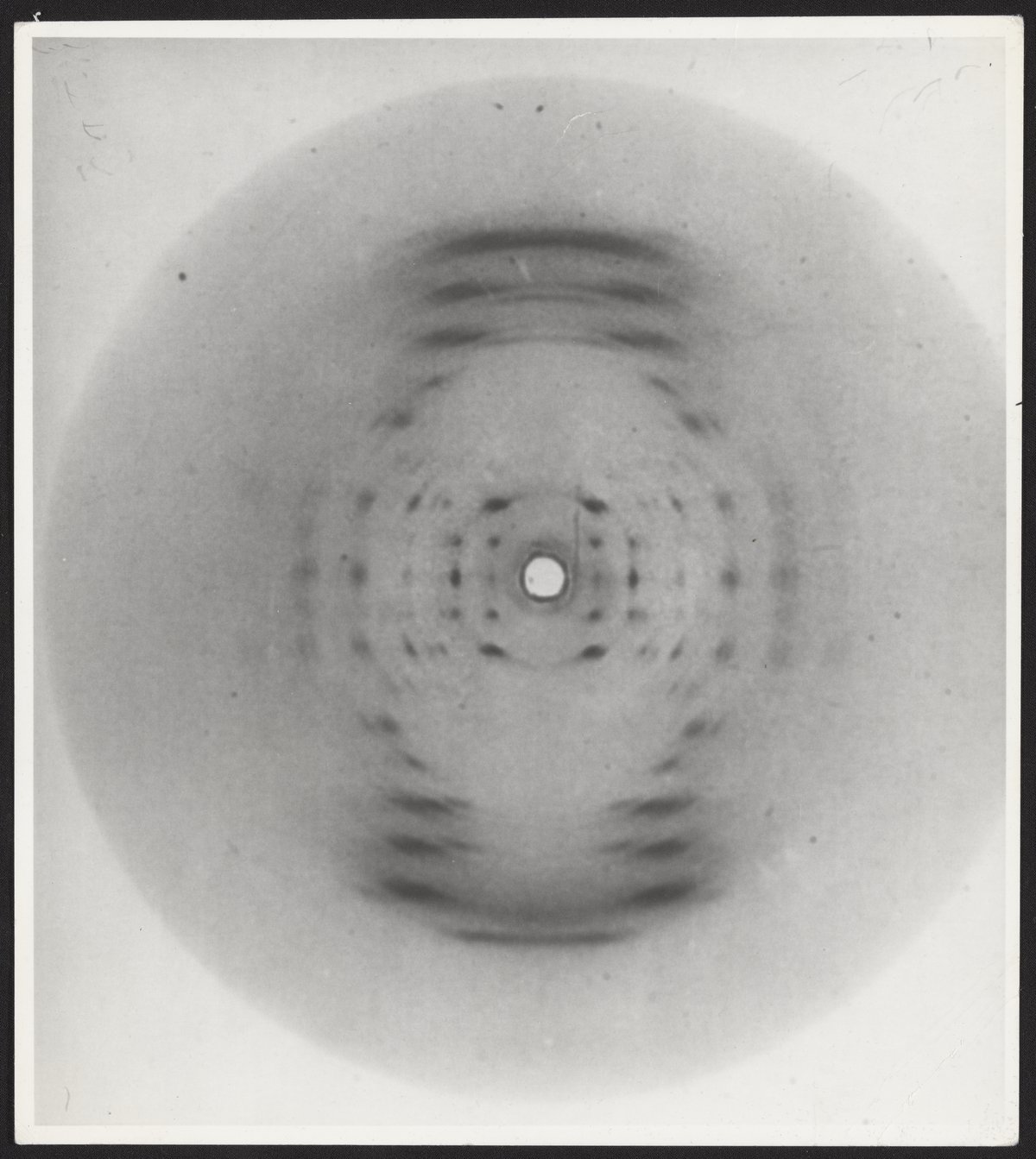 X-ray diffraction image of DNA in the "A" form, Annotated by Raymond ...