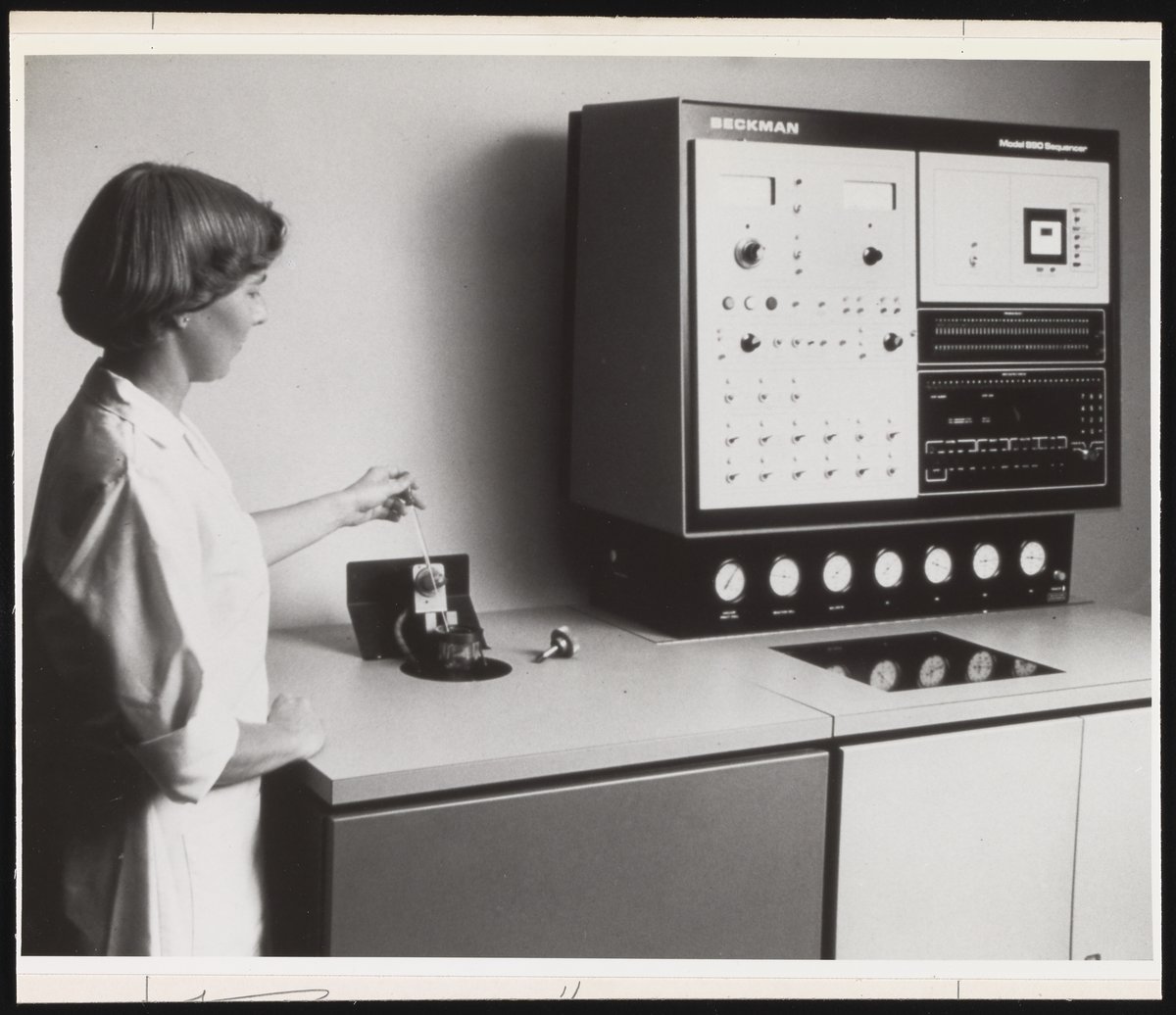 Woman using a Beckman Model 990 Peptide Sequencer - Science History ...