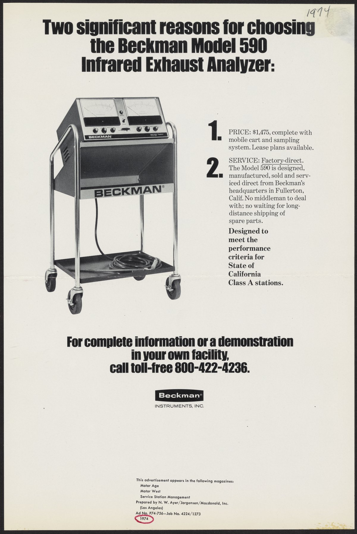 Two significant reasons for choosing the Beckman Model 590 Infrared ...