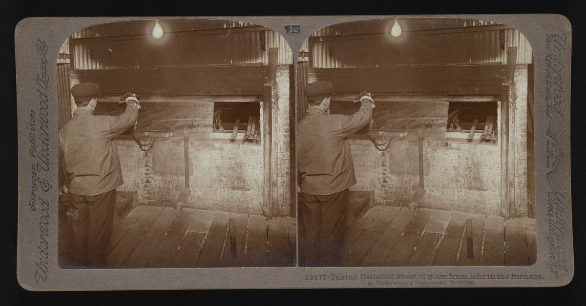 Taking flattened sheet of glass from lehr in the furnace - Science ...