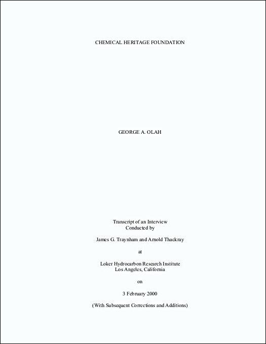 Oral history interview with George A. Olah - Science History Institute ...