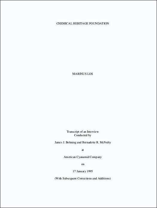 Oral history interview with Marinus Los - Science History Institute ...