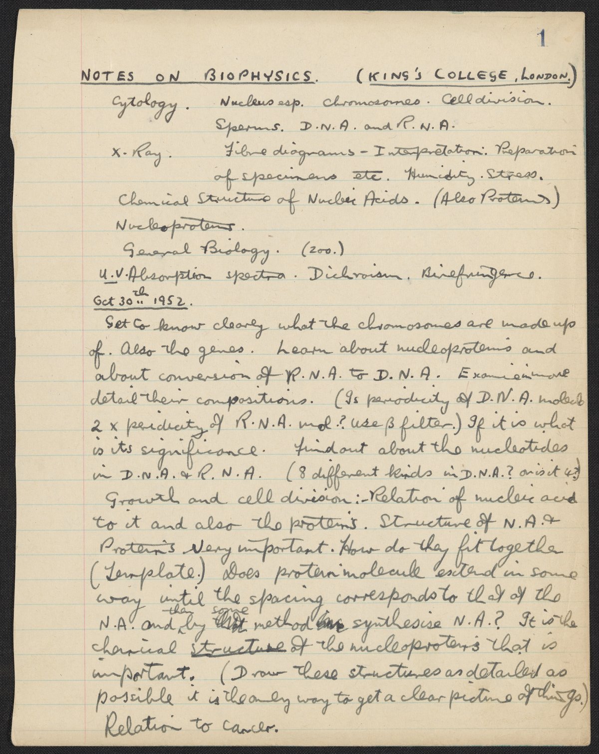 Notes on Sven Furberg's thesis, 1952 - Science History Institute ...